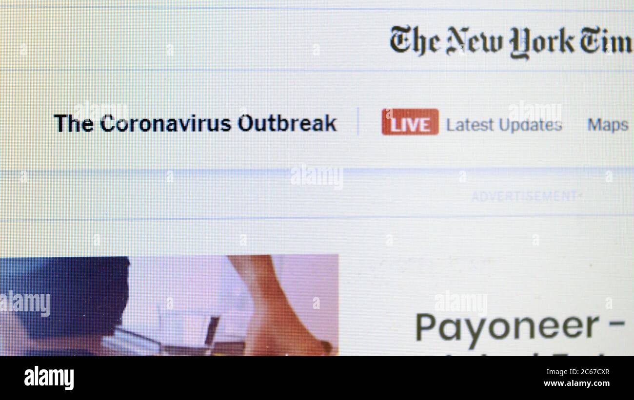 Latest update page of a popular news channel showing Coronavirus ...