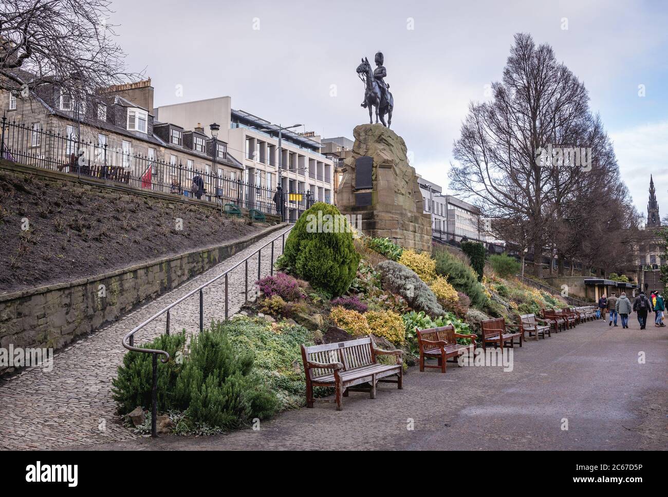 The Royal Scots Greys Monument in Princes Street Gardens public park in ...