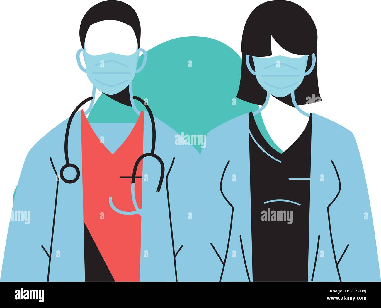 professional doctors wearing face masks vector illustration design ...
