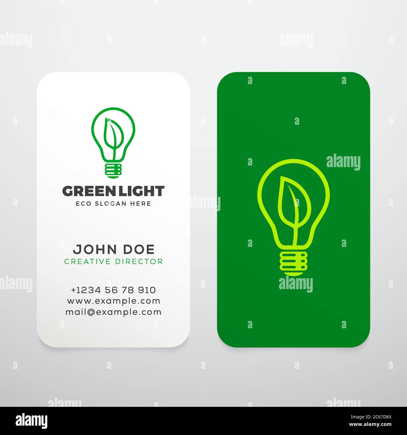 Green Light Vector Realistic Business Cards Template or Mock Up ...