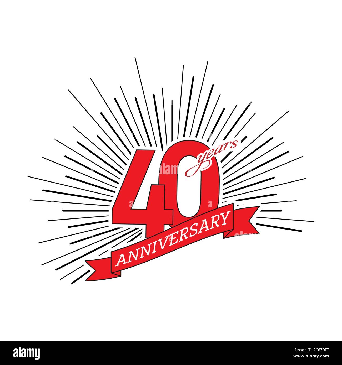 Congratulations on the fortieth anniversary. Editable vector ...