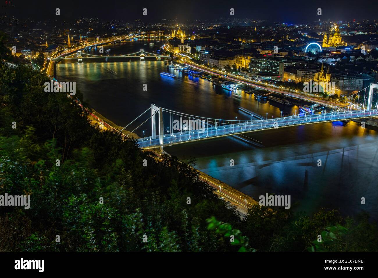 Night view of the Budapest skyline from the Citadel Stock Photo - Alamy