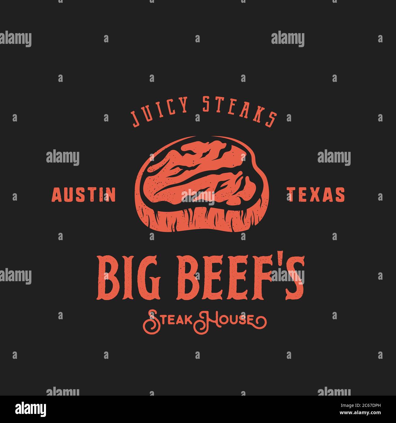 Big Beef Steak House Retro Vector Label, Emblem or Logo Template ...