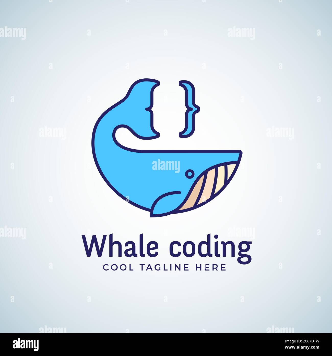 Whale Coding Abstract Vector Emblem, Label, Logo Template. Tail as a ...