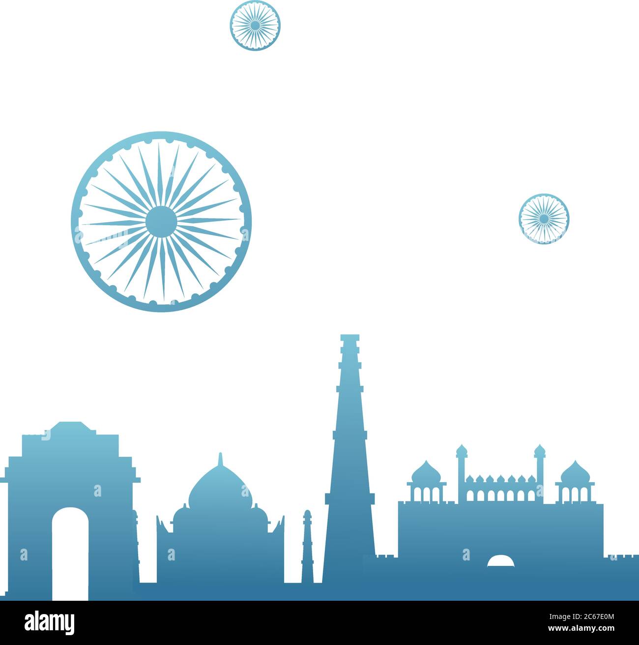 silhouettes famous monuments of india vector illustration design Stock ...