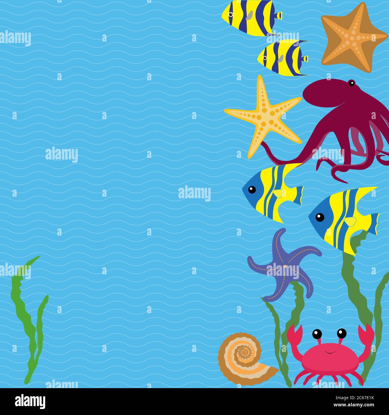 Marine card with bright sea animals Stock Vector Image & Art - Alamy