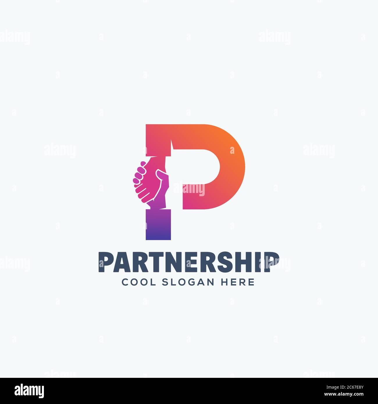 Partnership Concept. Hand Shake Incorporated in Letter P. Abstract ...