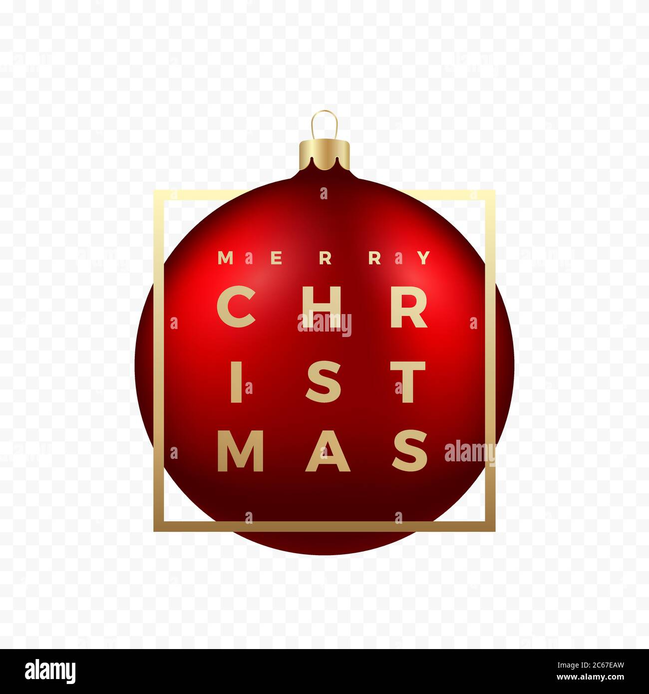 Christmas Greetings Sticker or Banner. Red Ball on Transparent ...