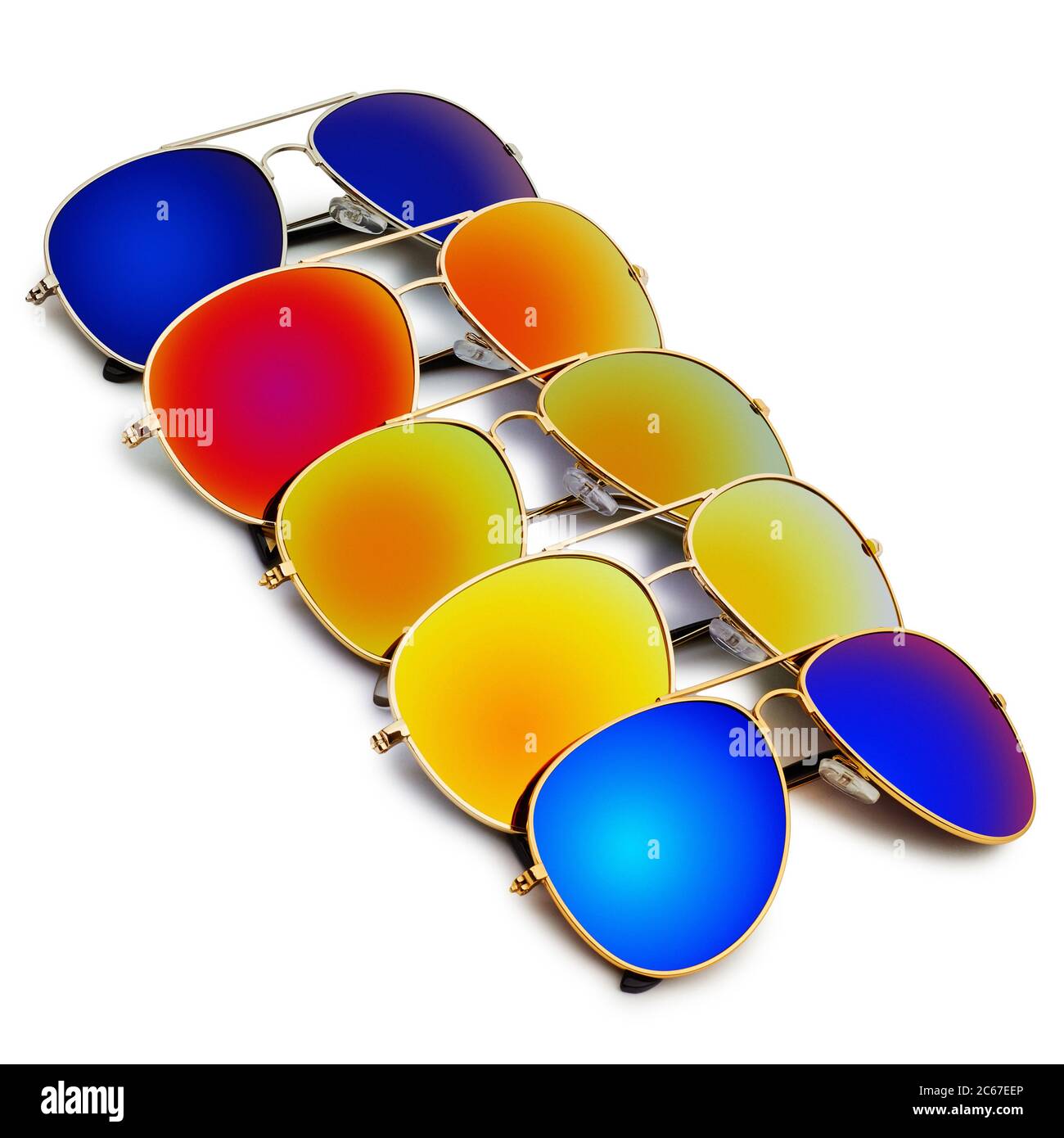 Sunglasses with colorful lenses isolated on white background Stock ...