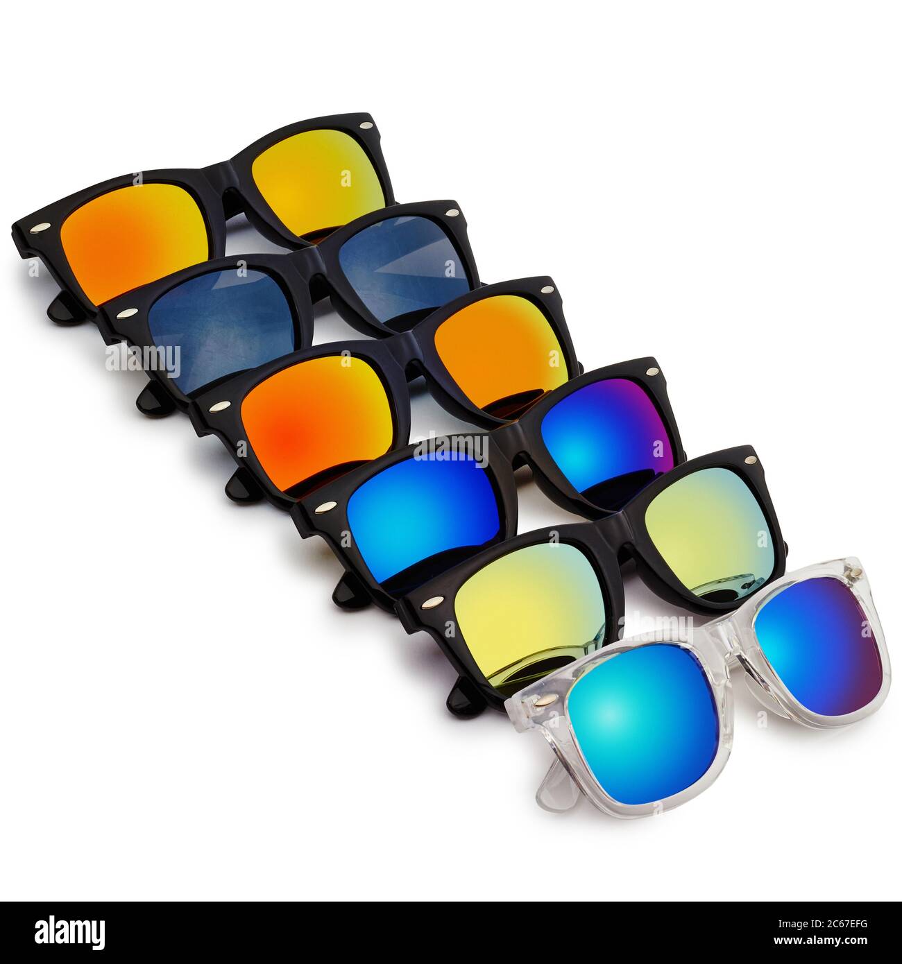 Sunglasses with colorful lenses isolated on white background Stock ...