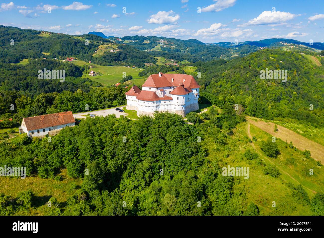 Aerial view of Veliki Tabor castle, rural Croatia Stock Photo - Alamy