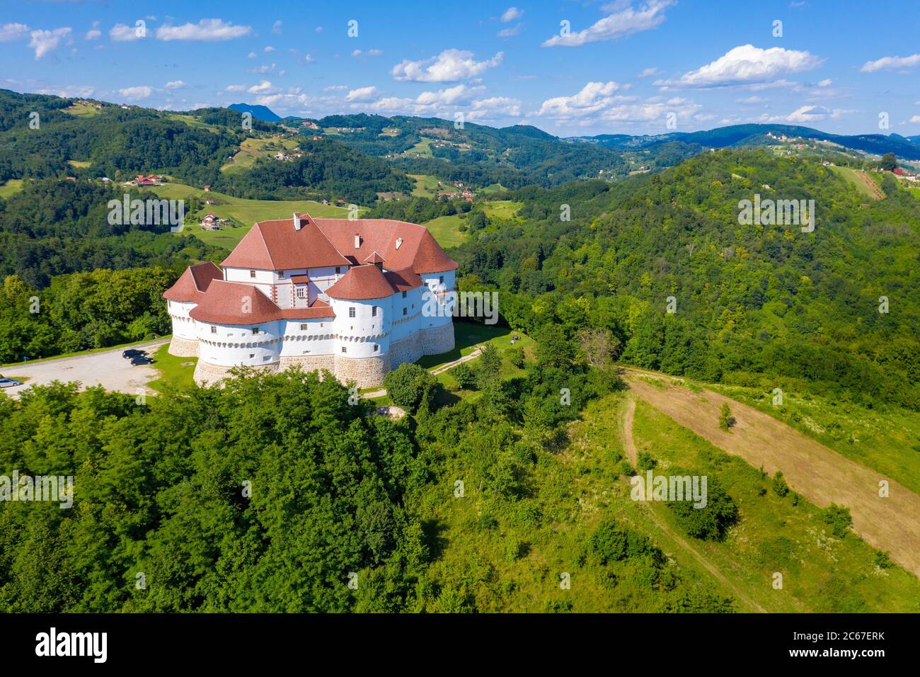 Aerial view of Veliki Tabor castle, rural Croatia Stock Photo - Alamy