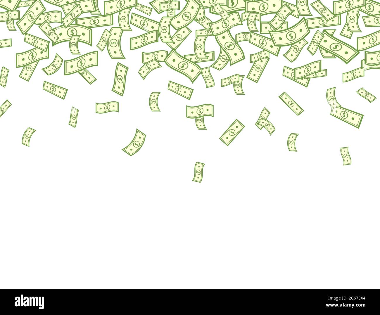 Dollar falling on white background. Banknotes icon explosion. Paper ...