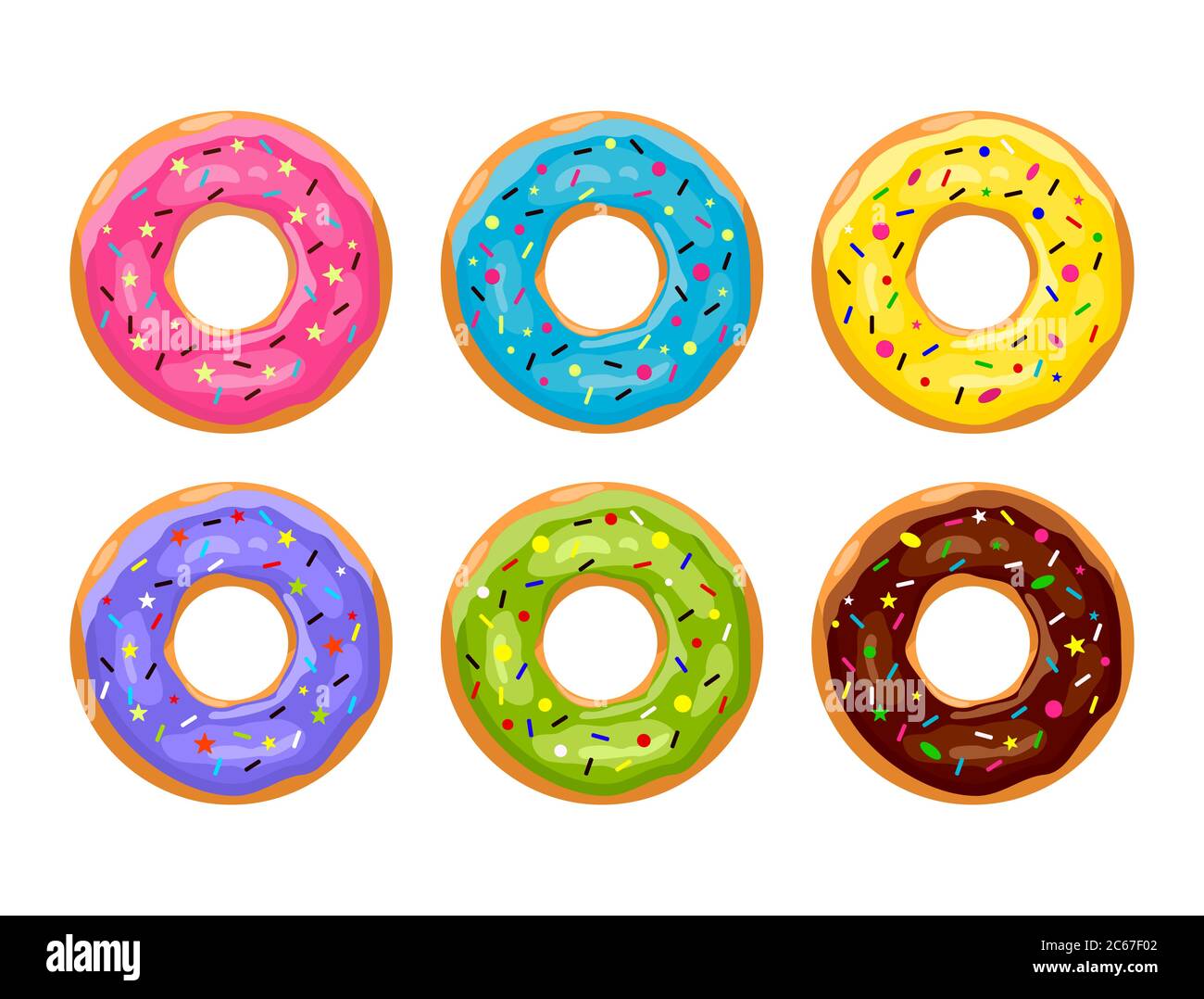 Donuts set isolated on white background in realistic style. Color ...