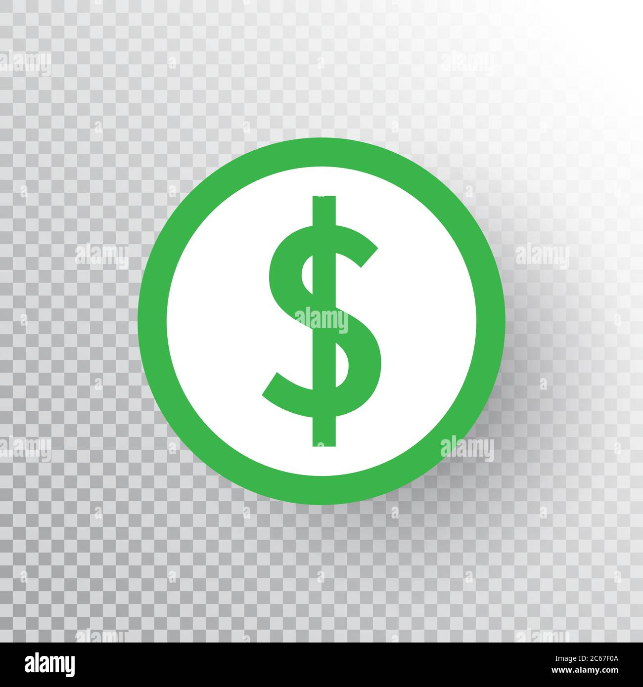 Dollar sign icon on transparent background. Green money design template ...