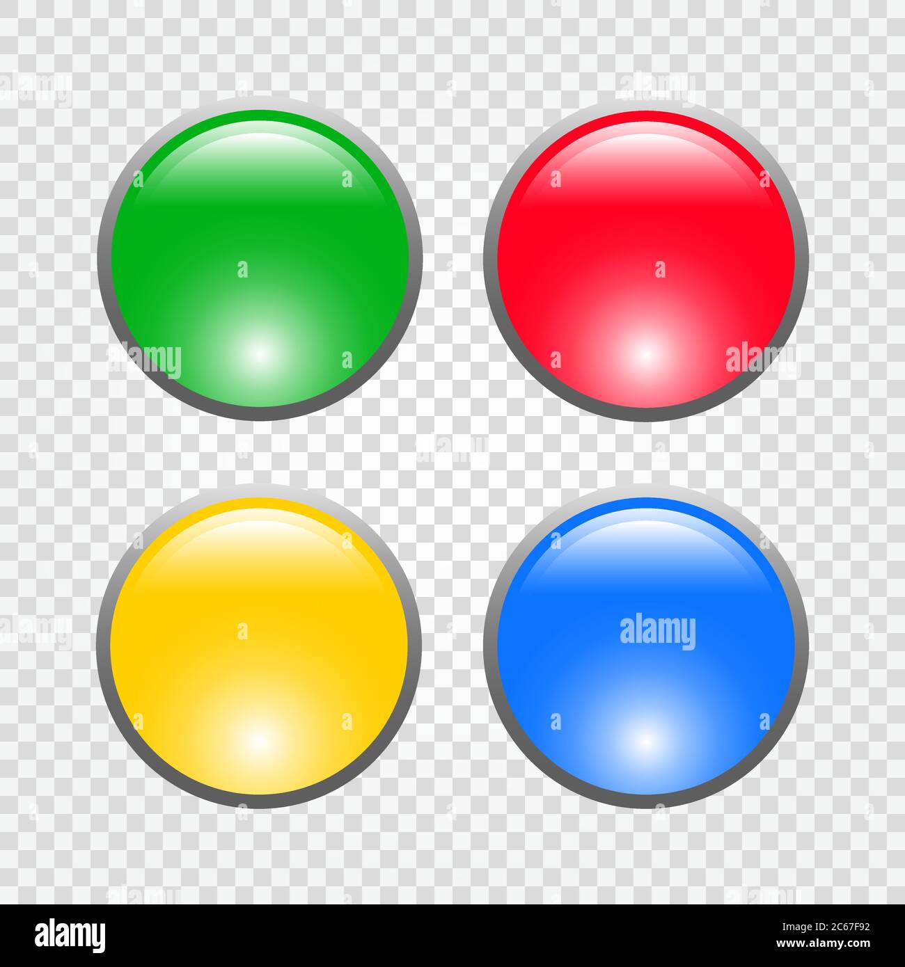 Round glossy buttons. Four color web buttons. Vector illustration Stock ...