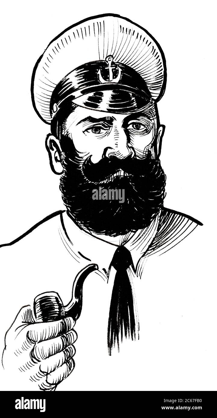 Sea captain character smoking Cut Out Stock Images & Pictures - Alamy