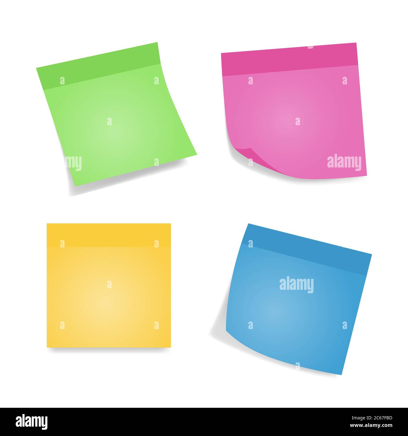 Sticky notes. Four colorful sheets of note papers isolated on white ...