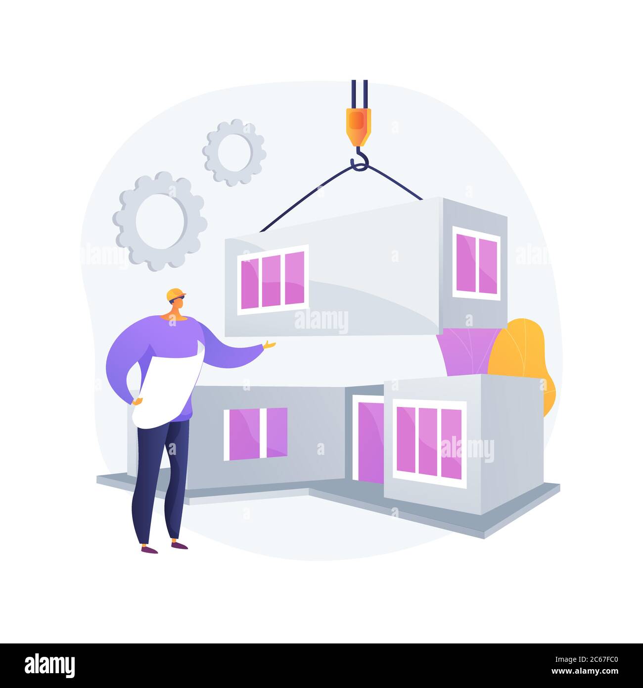 Modular home abstract concept vector illustration Stock Vector Image ...