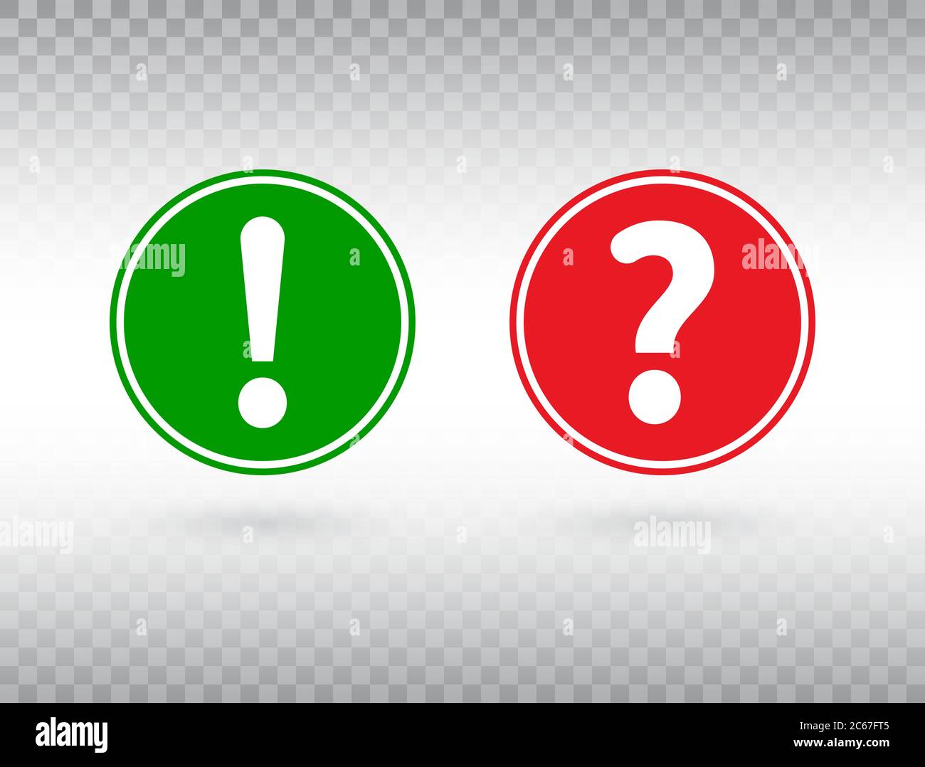 Question and exclamation mark icons set. Help sign and warning symbol ...