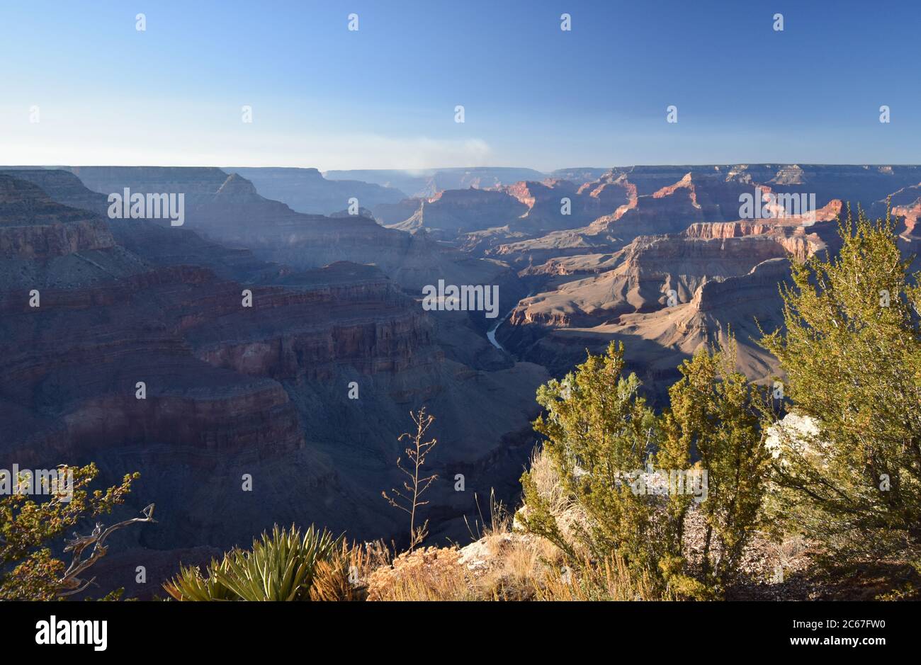 The Colorado River can be seen snaking through the Grand Canyon below ...
