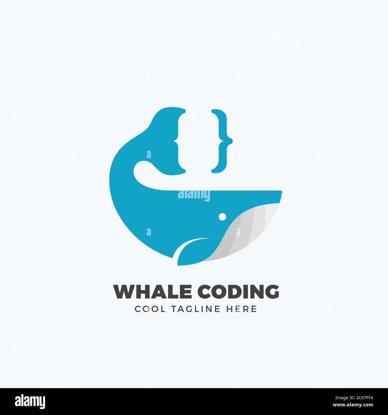 Whale Coding Abstract Vector Emblem, Label, Logo Template. Tail as a ...