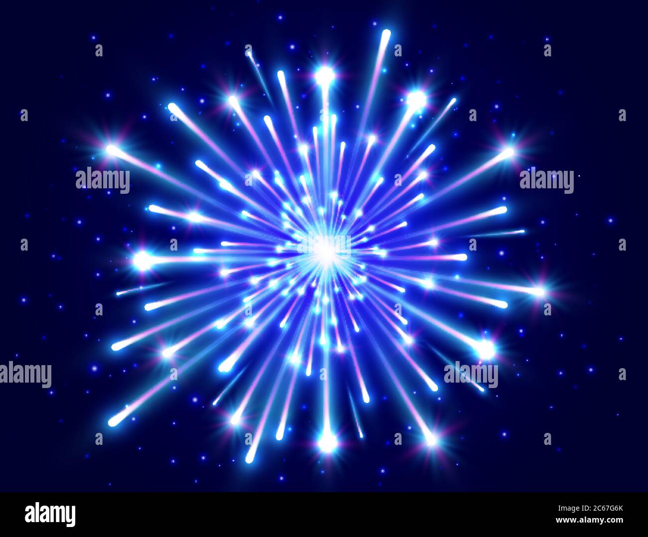 Bright firework. Color neon firework in the night sky. New Year ...