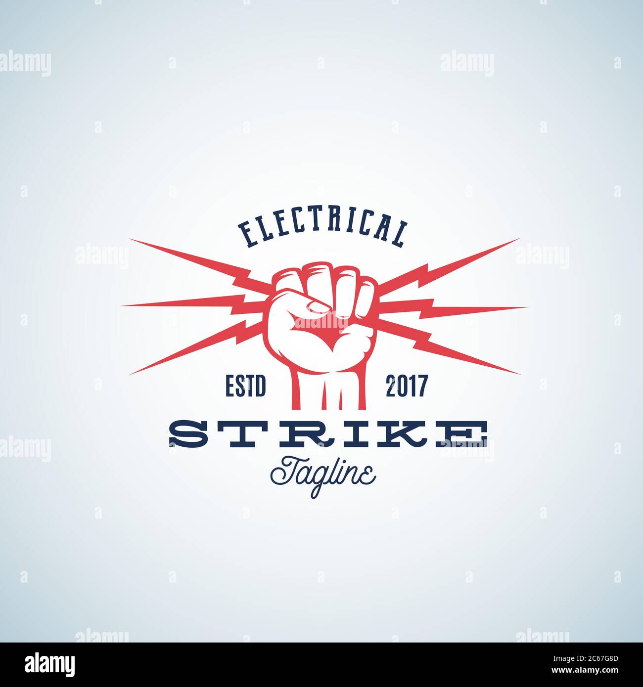 Electrical Strike Power Abstract Vector Emblem or Logo Template. Fist ...