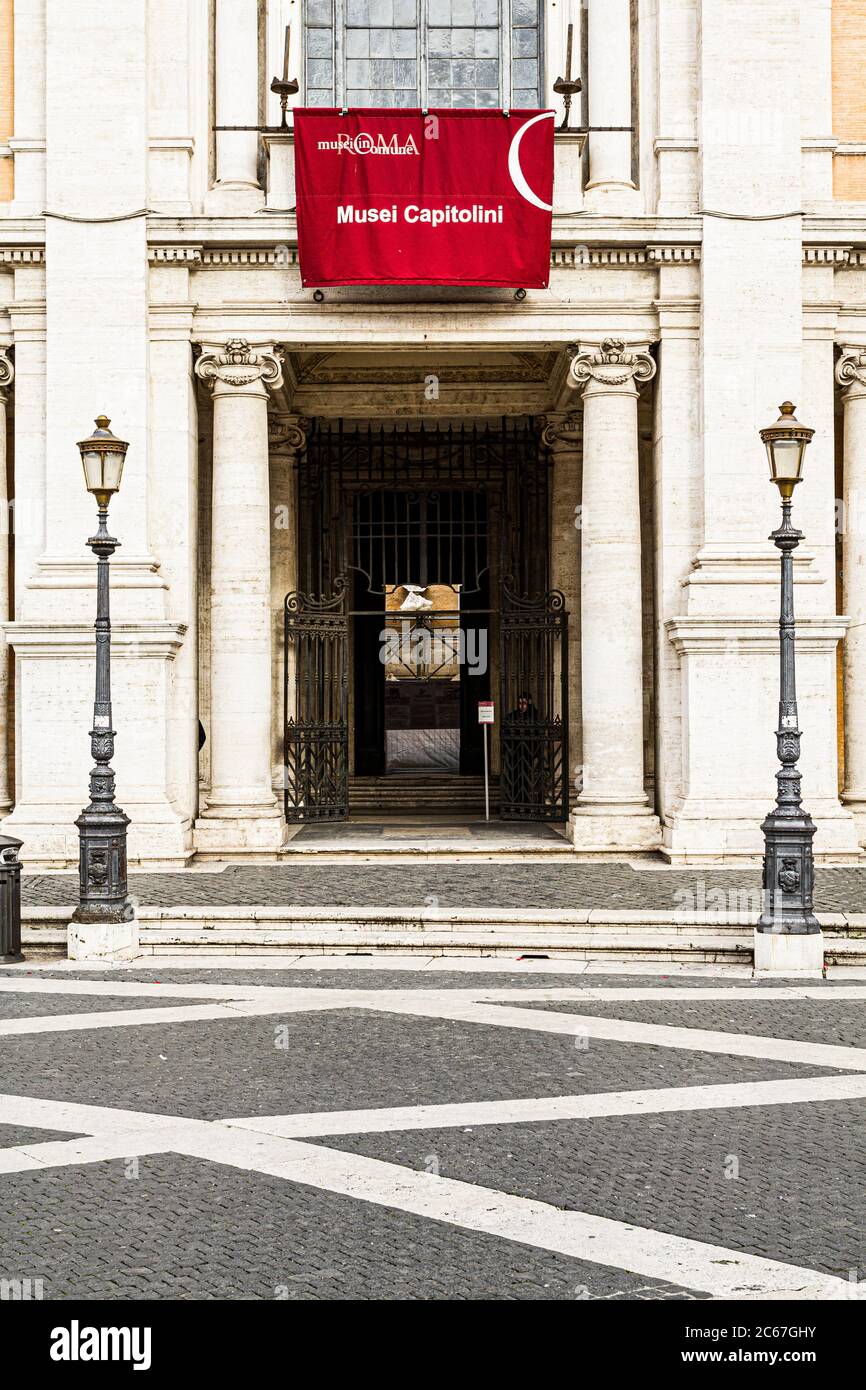 Entrance of Palazzo Nuovo, one of the buildings of the Capitoline ...