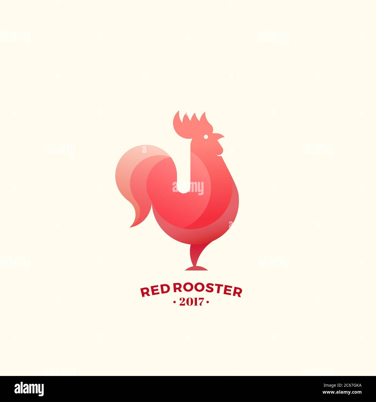 Stylized Red Rooster Sign, Emblem or Logo Template. Made With Golden ...