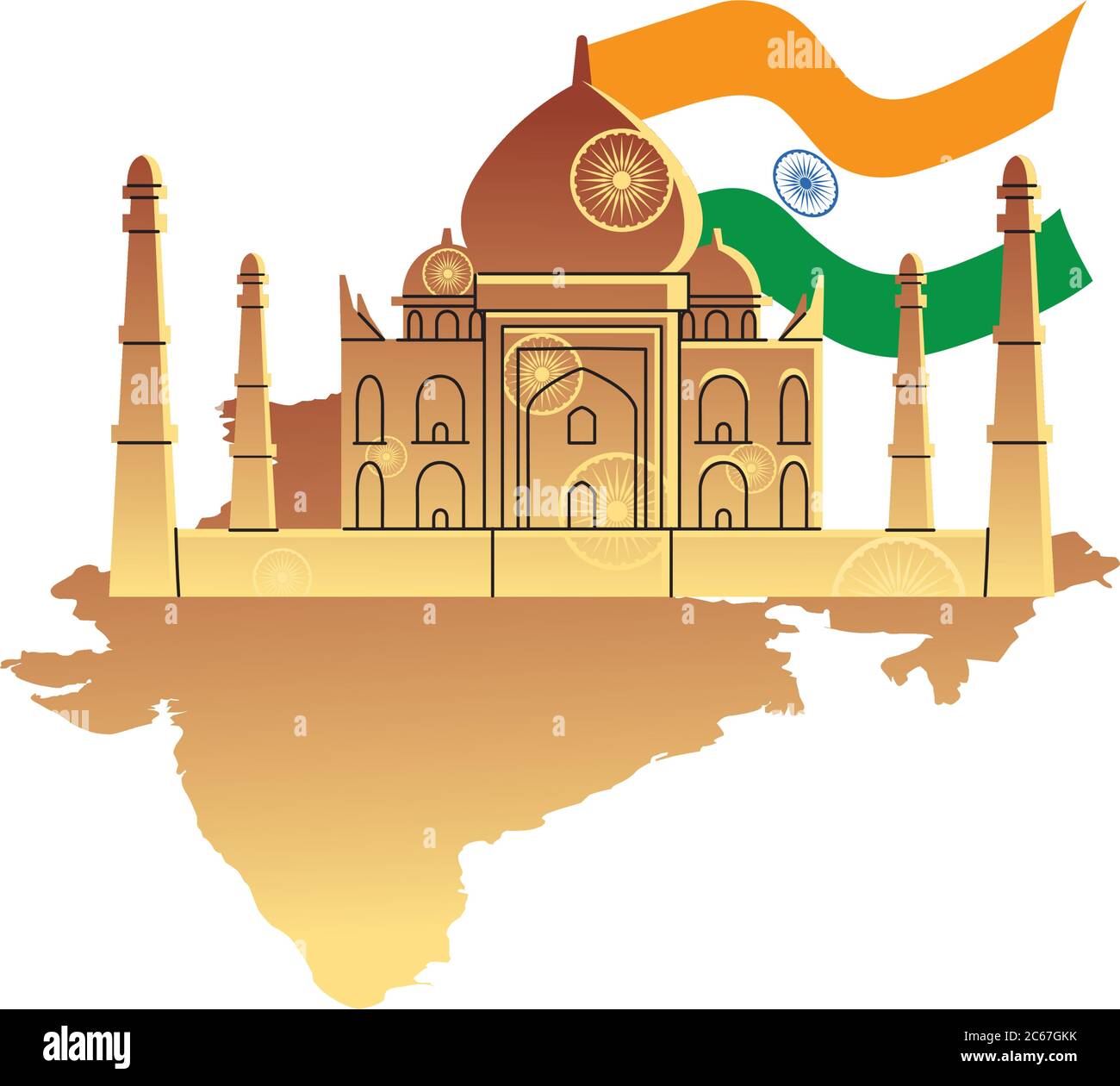 famous temples and monuments of india vector illustration design Stock ...