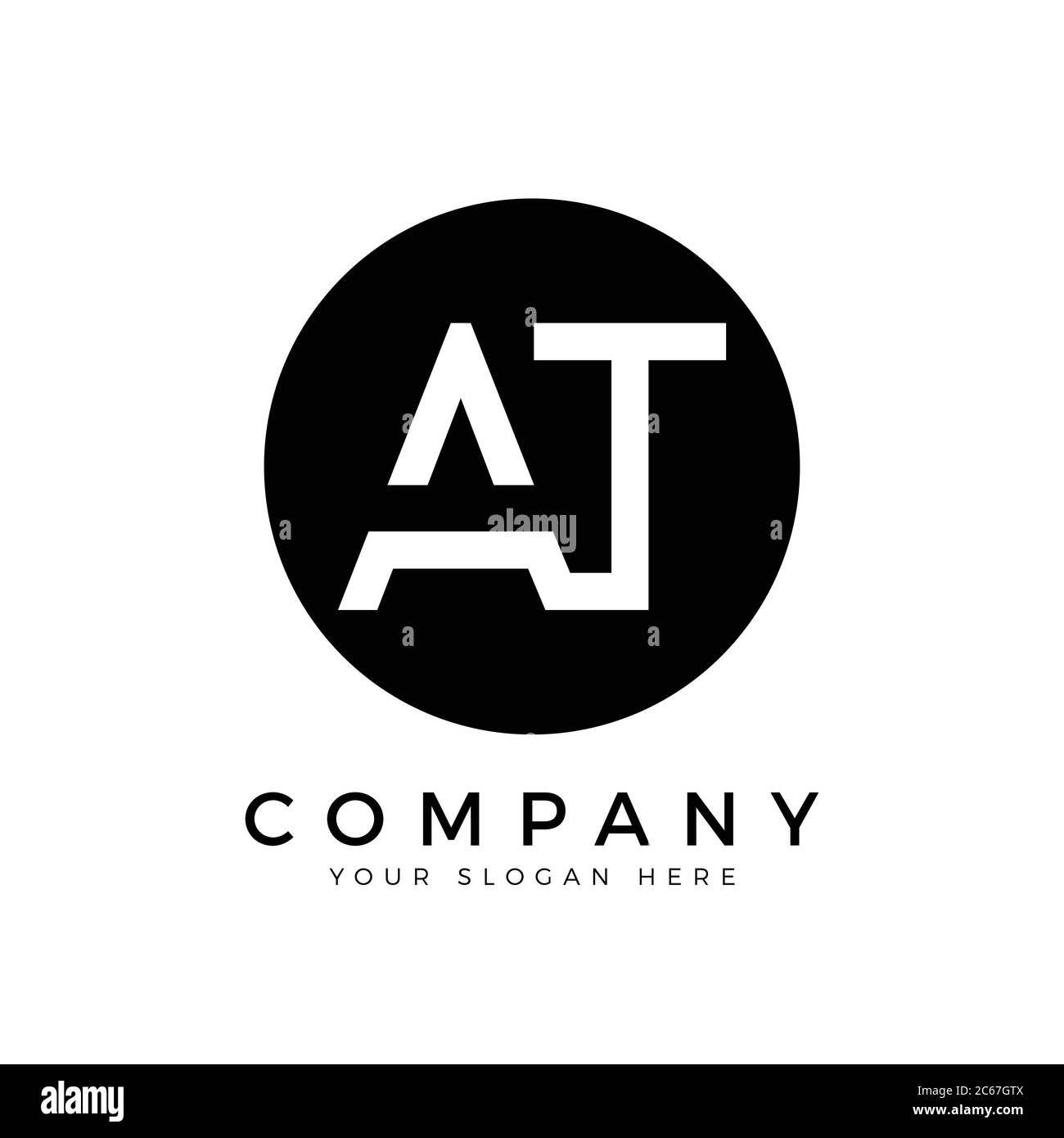 AT Logo Design Business Typography Vector Template. Creative Linked ...