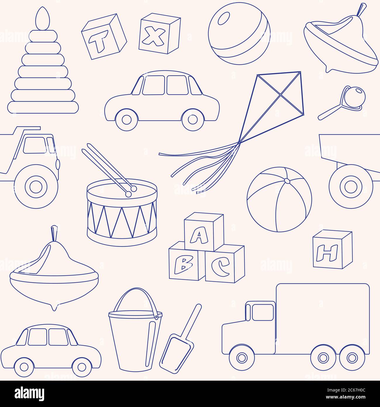 Cartoon children toys outline hi-res stock photography and images - Alamy