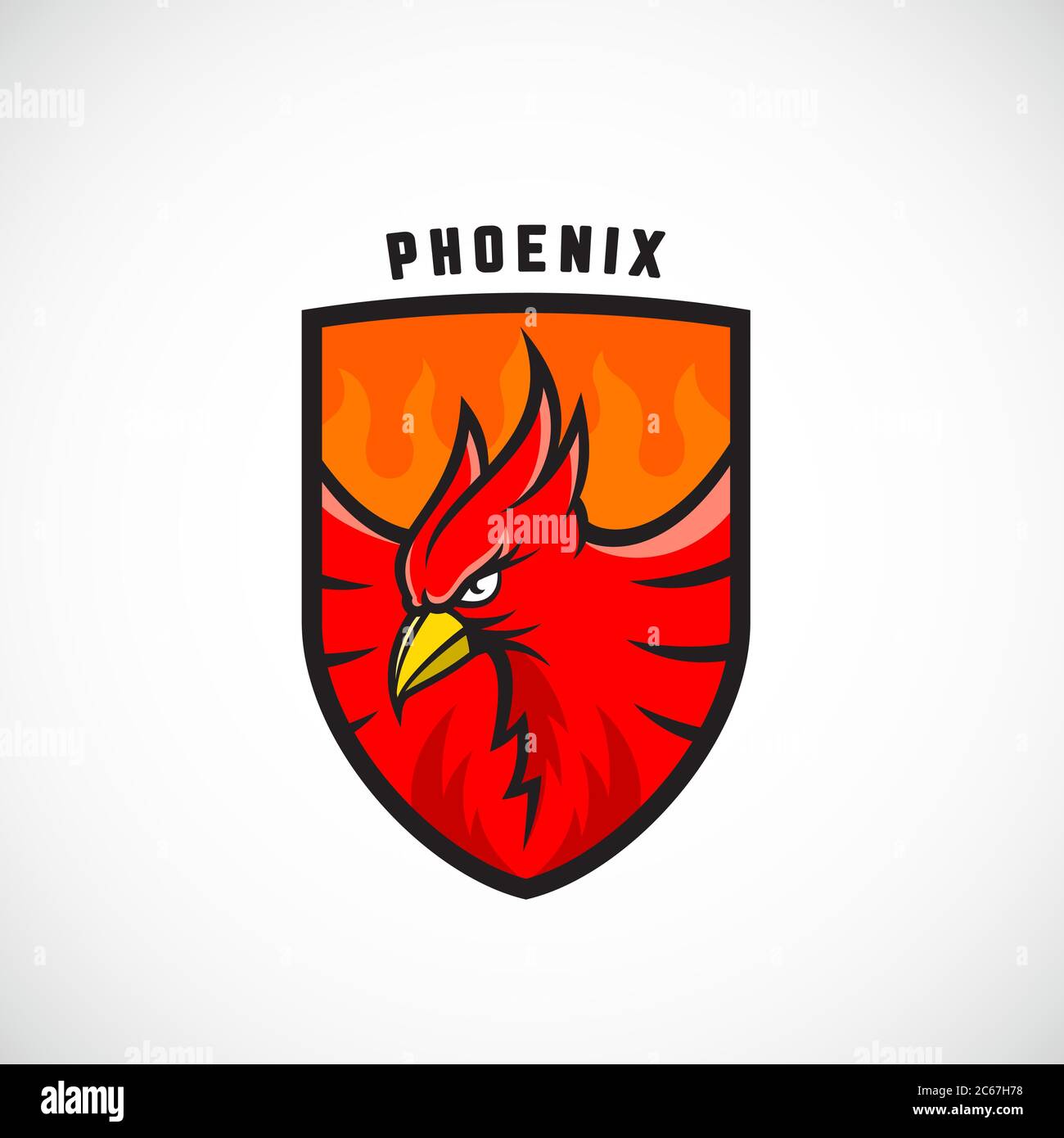 Bird in a Shield Vector Emblem or Logo Template. Fire Phoenix ...