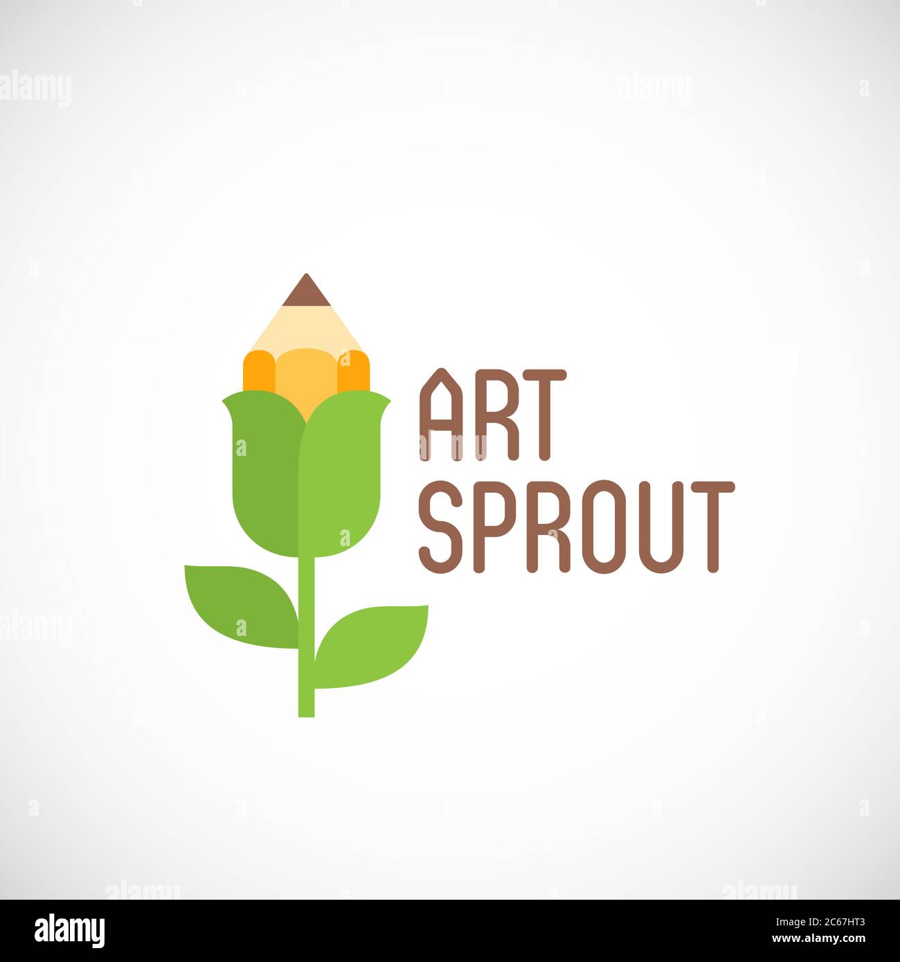Art Sprout Abstract Vector Emblem, Label or Logo Template. Pencil ...