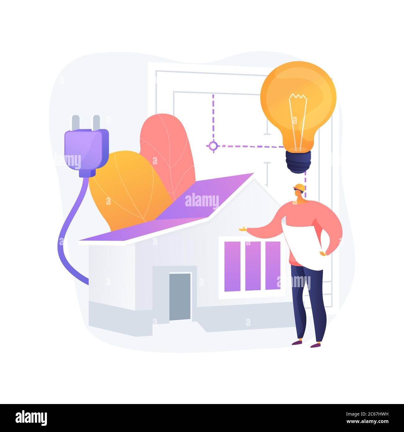 Residential electrical construction abstract concept vector ...