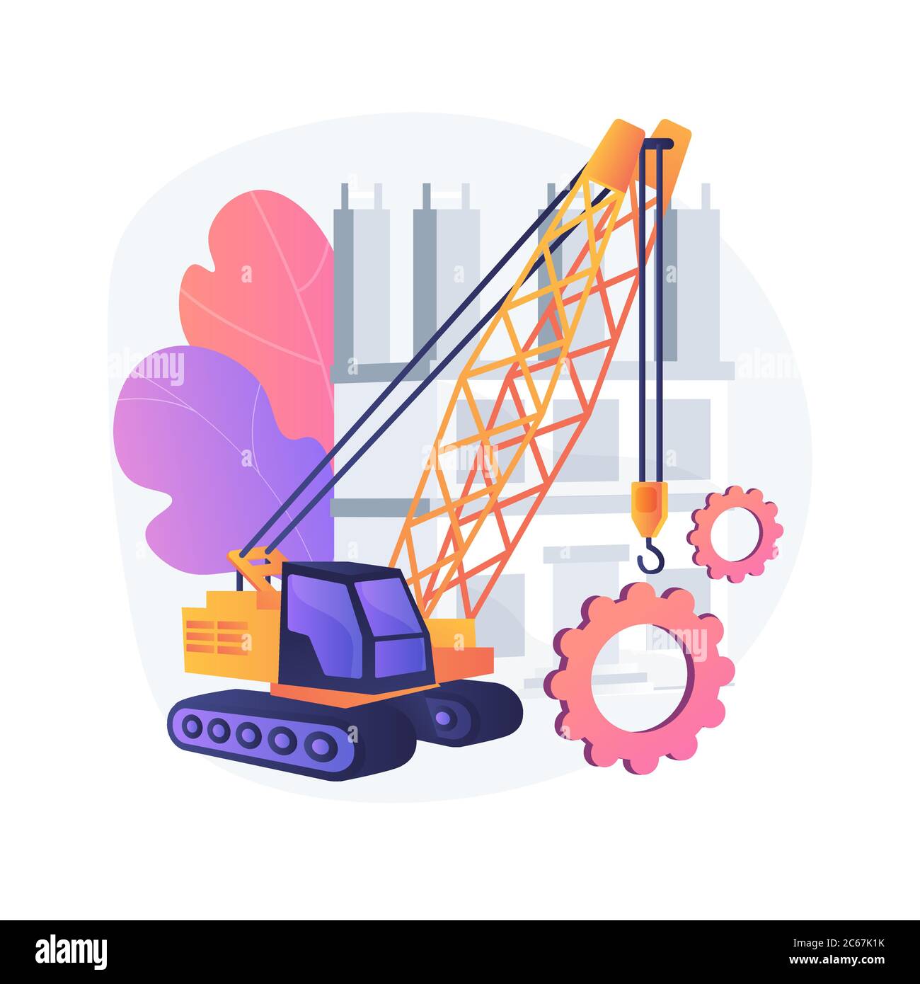 Modern construction machinery abstract concept vector illustration ...