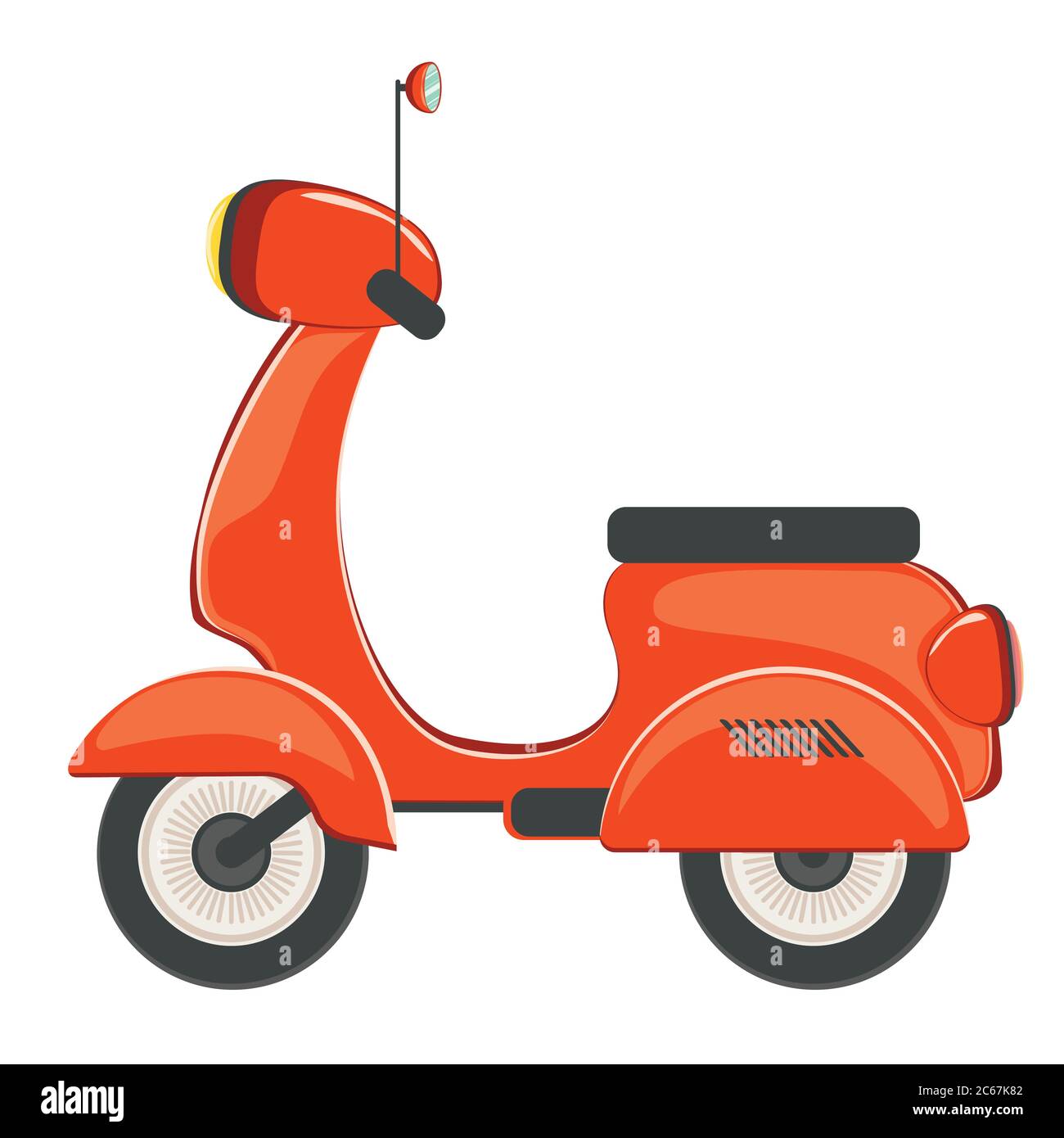 Abstract cartoon red scooter, motorbike illustration on white ...