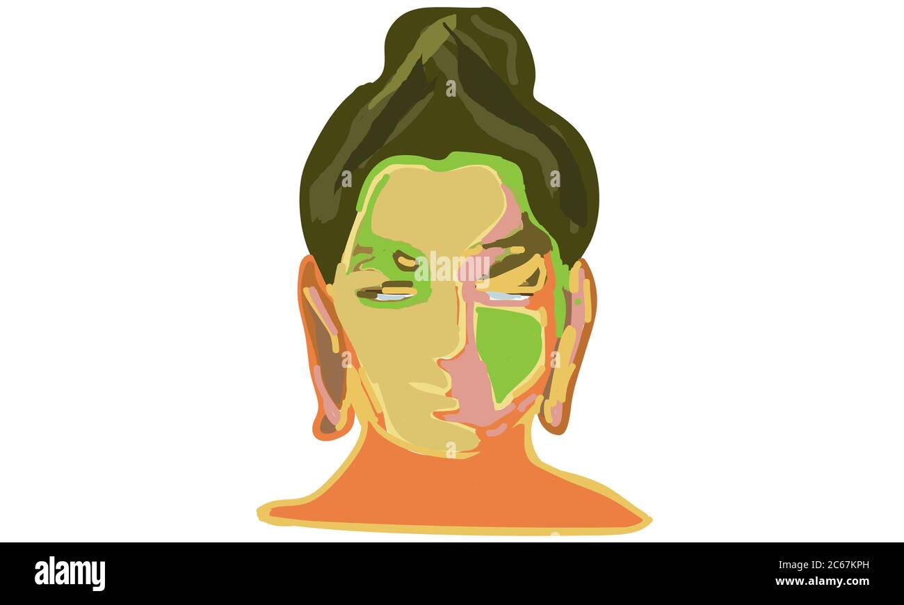 Meditating Lord Gautama Head Statue. Abstract Creative Art Style ...