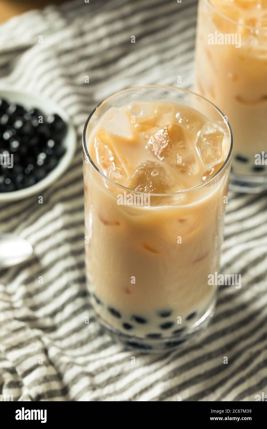 Refreshing Homemade Boba Milk Tea with Tapioca Pearls Stock Photo - Alamy