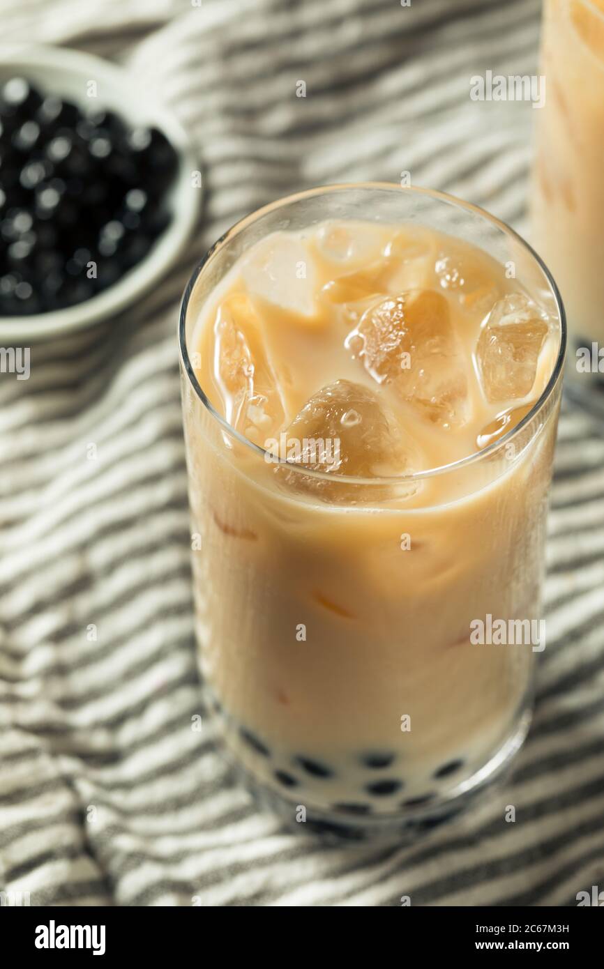 Refreshing Homemade Boba Milk Tea with Tapioca Pearls Stock Photo - Alamy