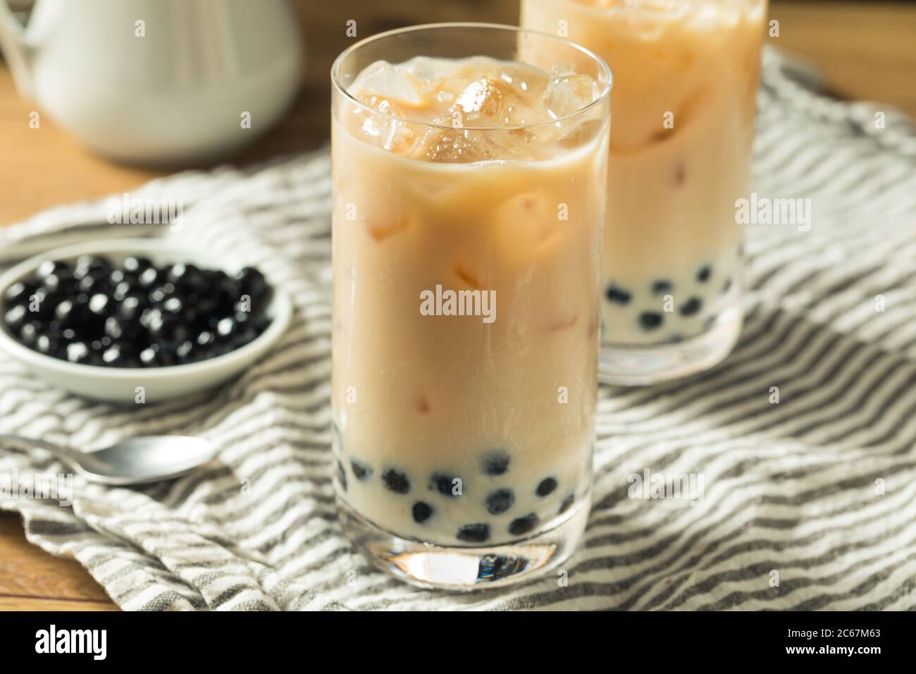 Refreshing Homemade Boba Milk Tea with Tapioca Pearls Stock Photo - Alamy
