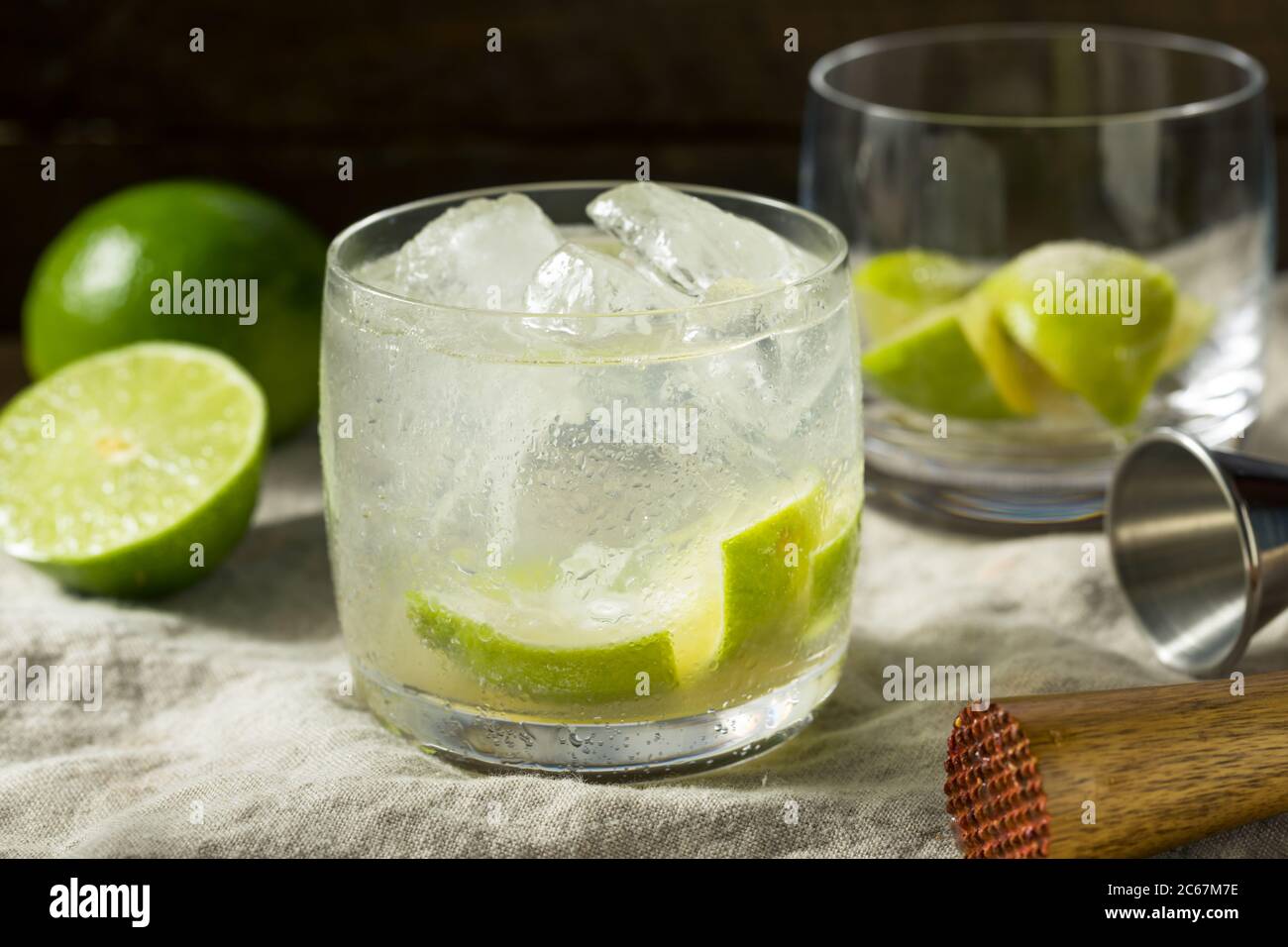 Refreshing Cold Caipirinha Cocktail with Cachaca and Lime Stock Photo ...