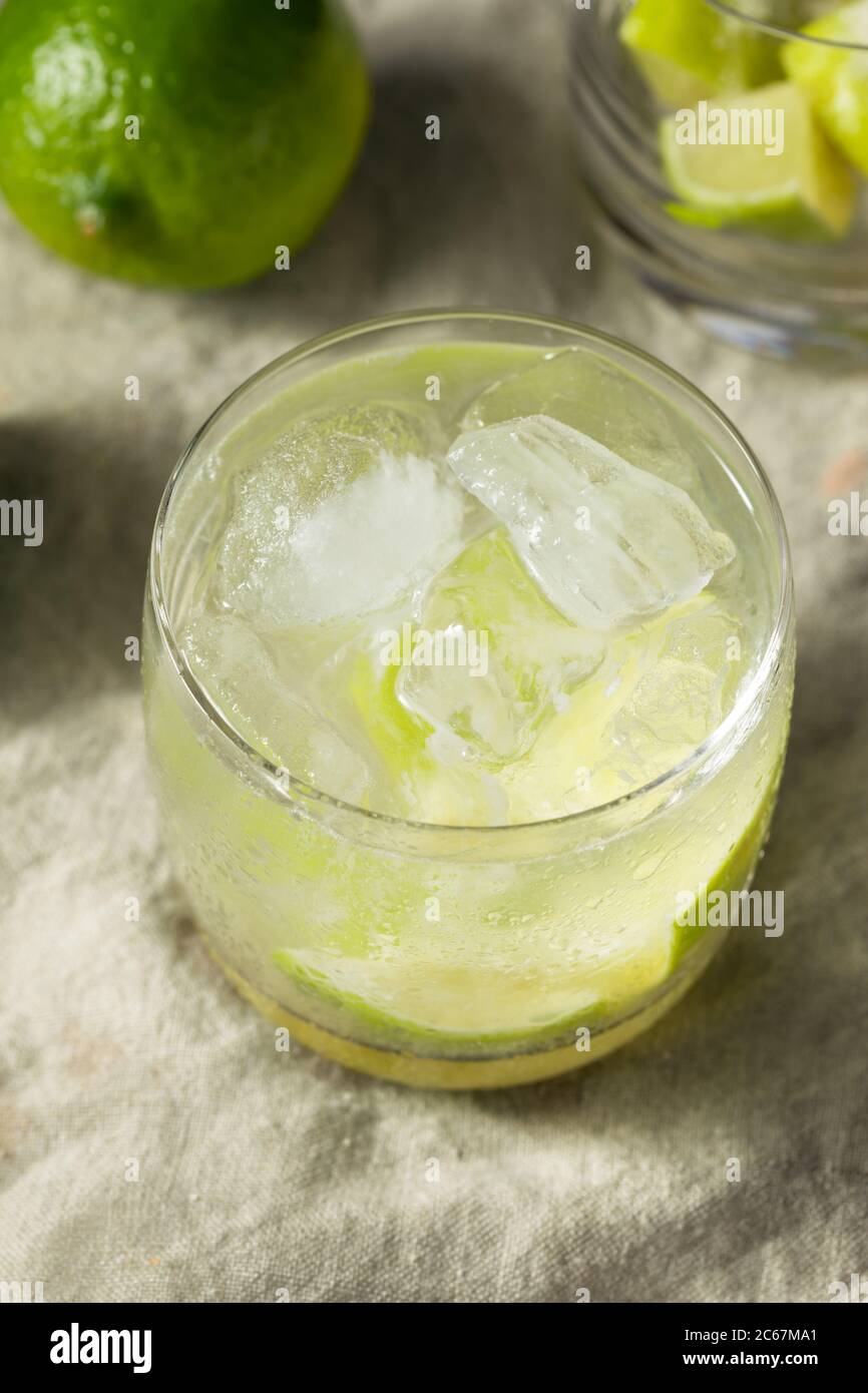 Refreshing Cold Caipirinha Cocktail with Cachaca and Lime Stock Photo ...