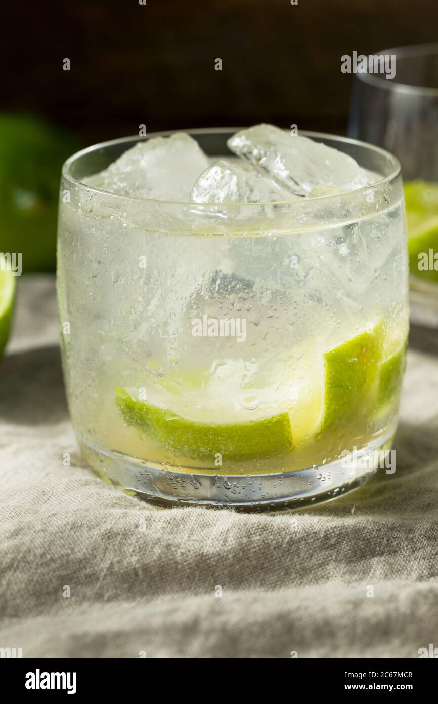 Refreshing Cold Caipirinha Cocktail with Cachaca and Lime Stock Photo ...