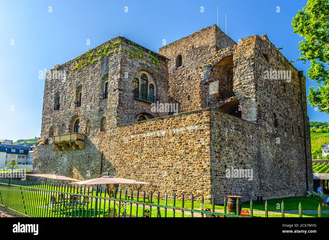 Bromserburg medieval stone lowland castle building in Rudesheim am ...