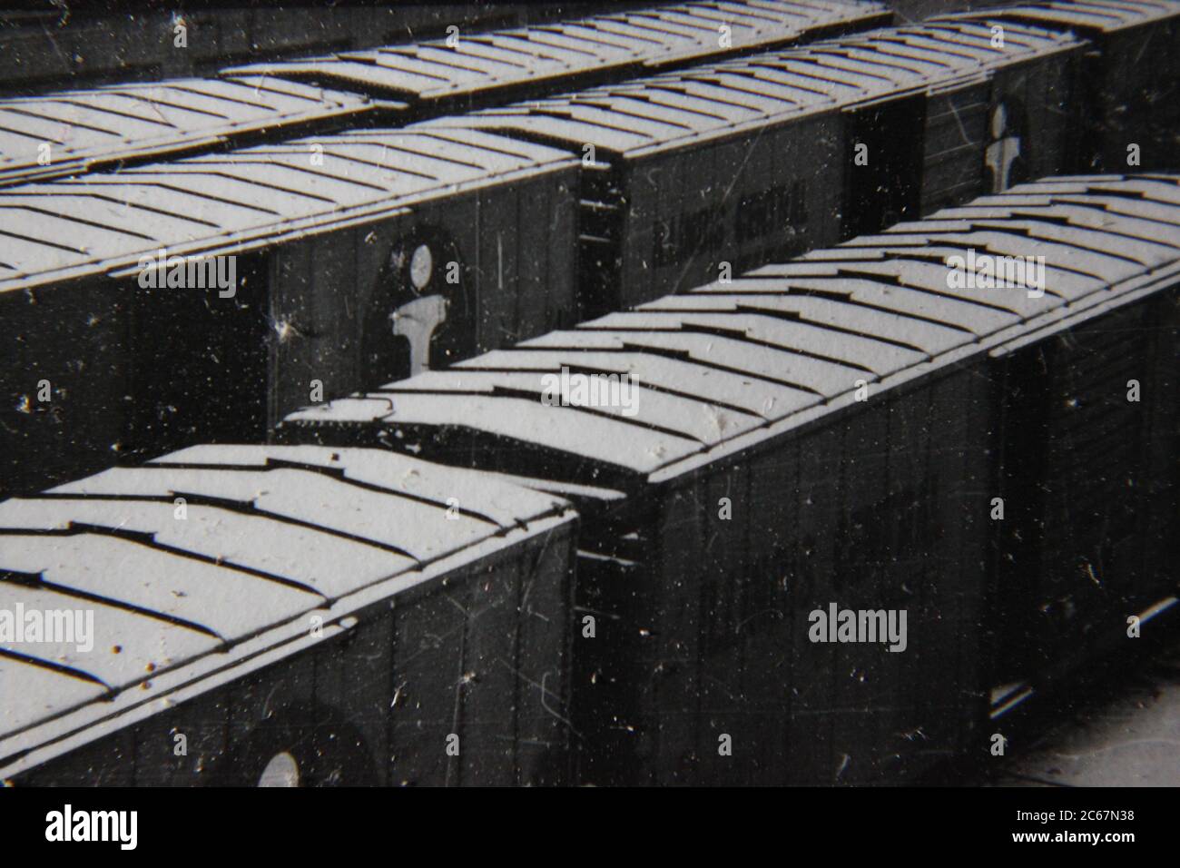 Fine 70s vintage black and white lifestyle photography of freight cars ...