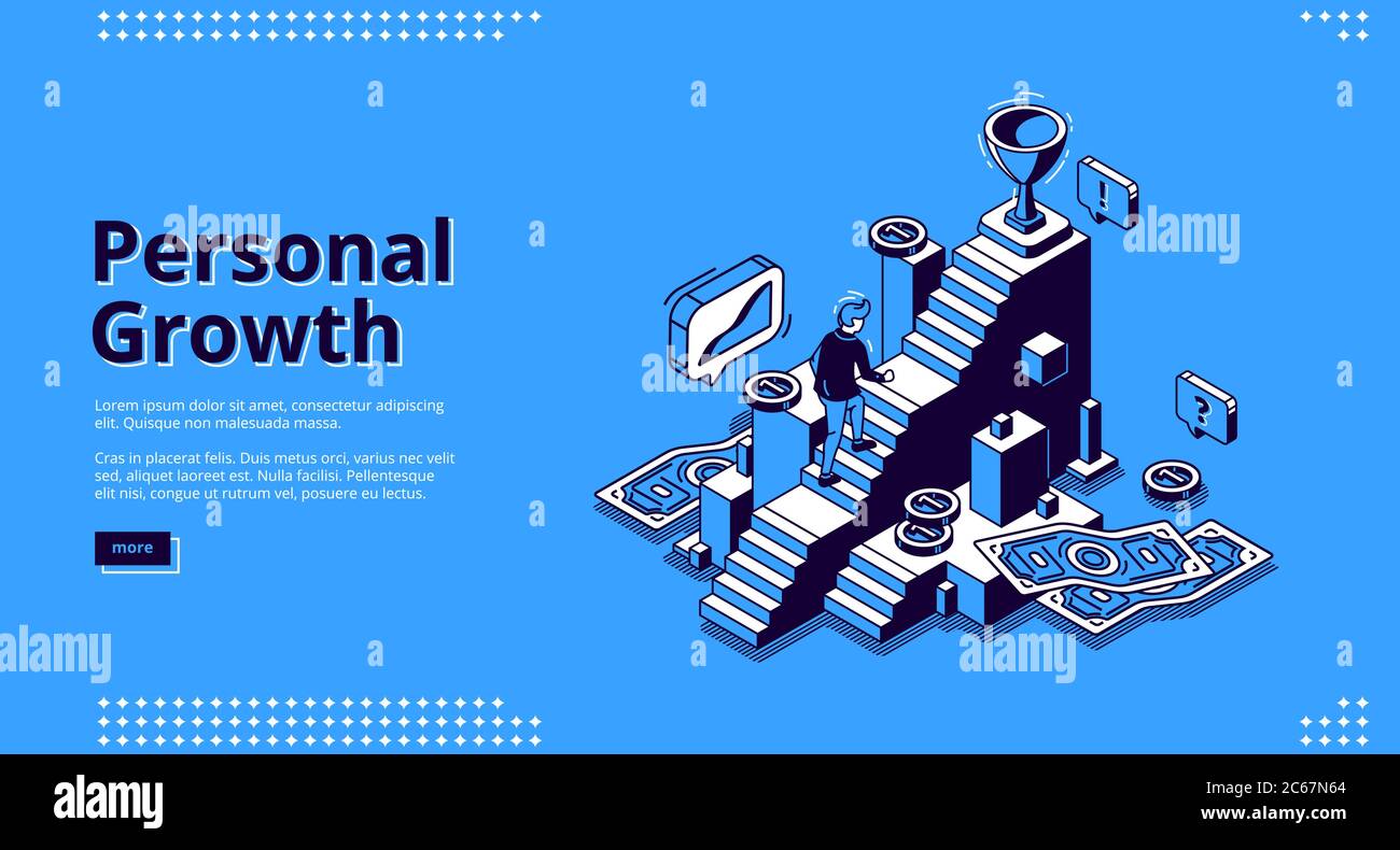 Personal growth banner. Concept of self build career, development ...