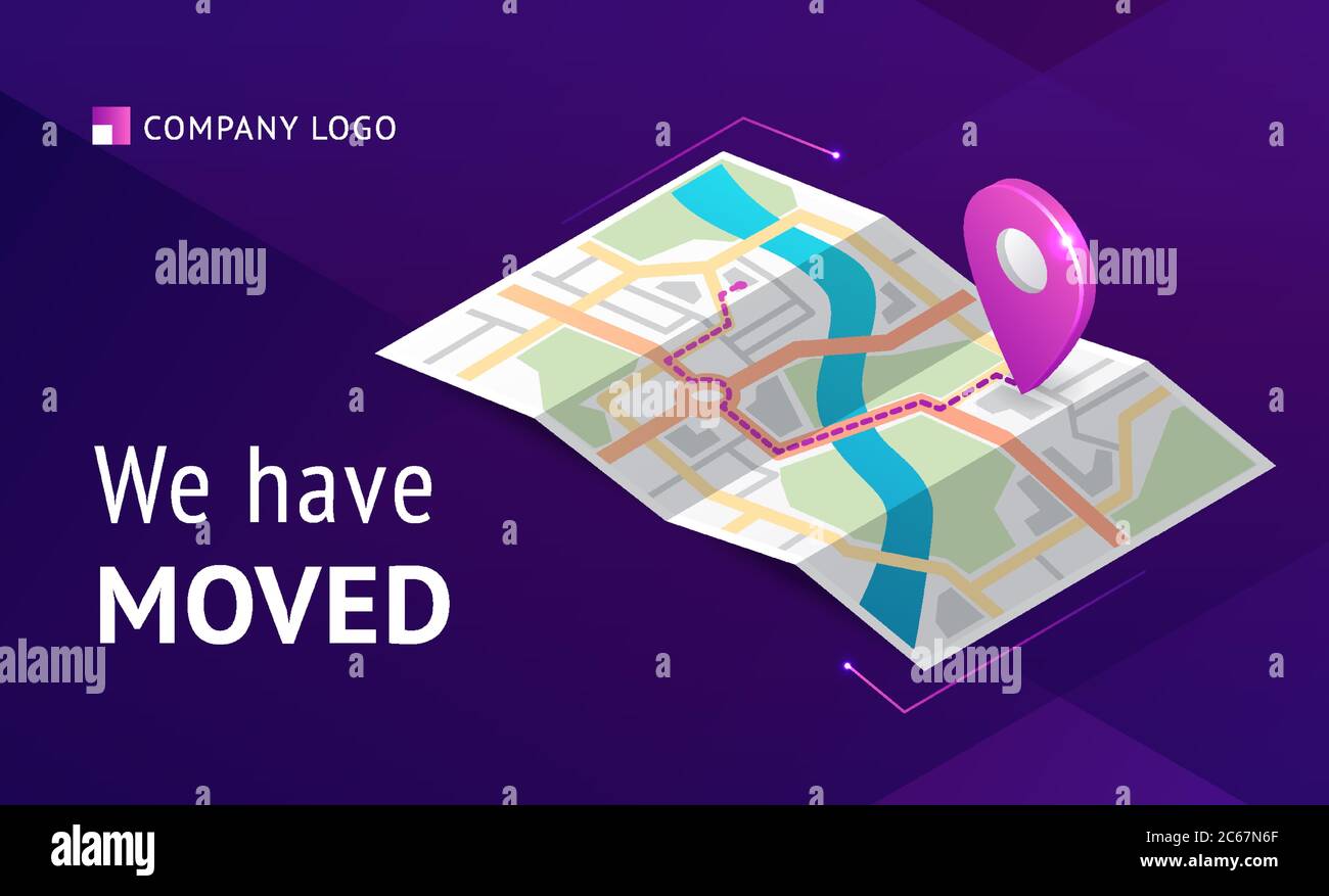 We have moved banner. Announcement message about change office address ...