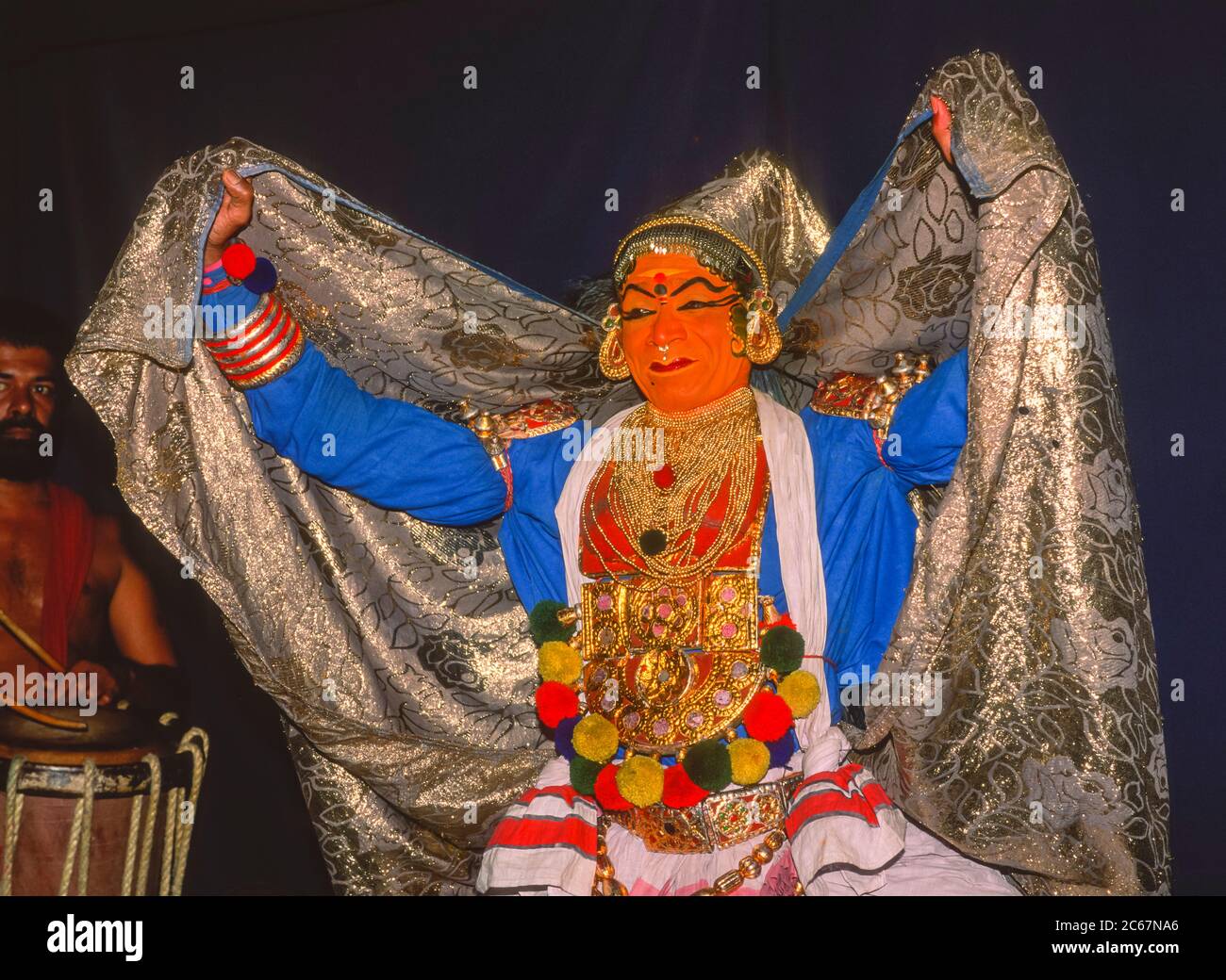 COCHIN, KERALA, INDIA - Male Kathakali dancer acts out an ancient ...